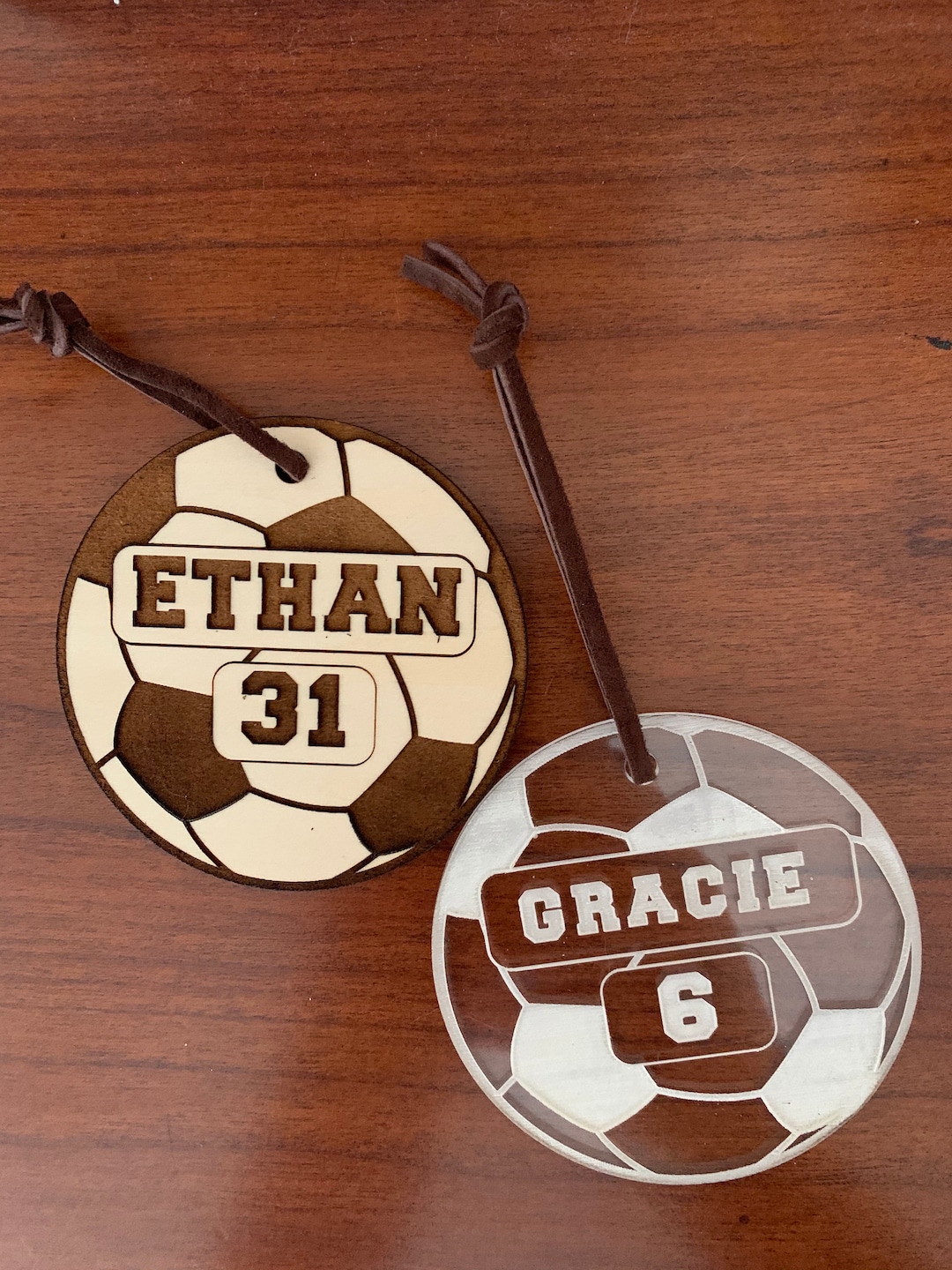 Soccer Ball Engraved Personalized Ornament - Wood or Acrylic - Etsy