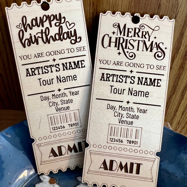 Personalized Concert Ticket Ornaments - Etsy