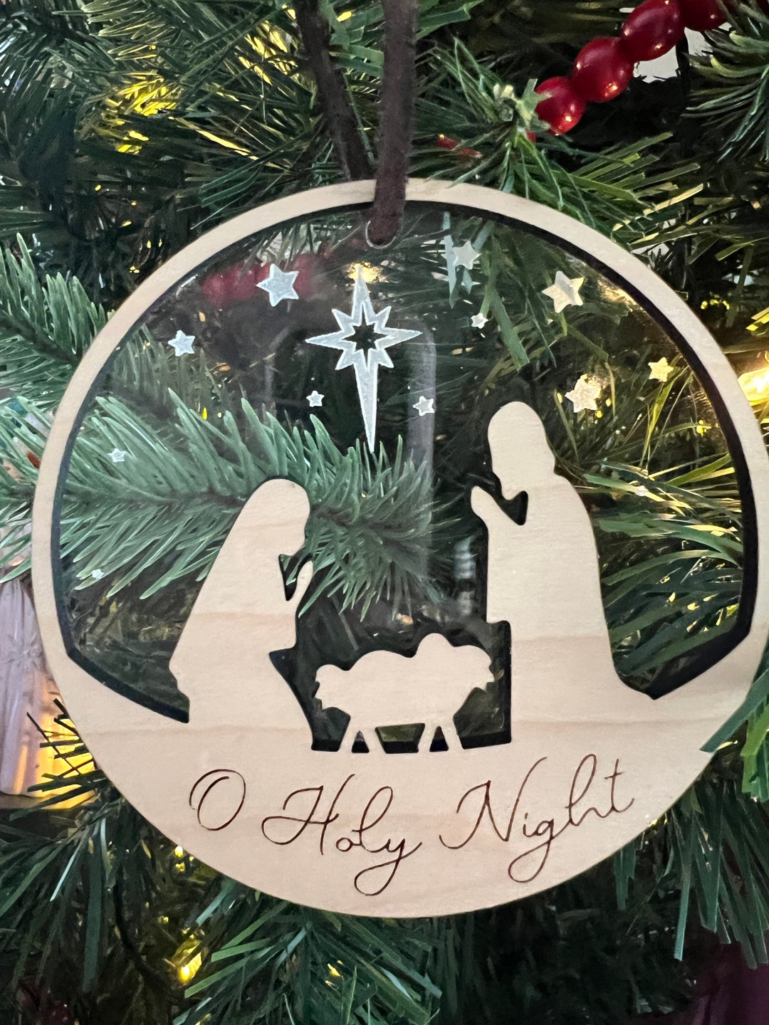 Nativity Layered Ornament, Laser Etched, Wood and Acrylic - Etsy