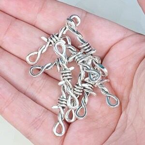 10 Barbed Wire Connector Charms, 10x33mm Gothic Style Charms, Handmade ...