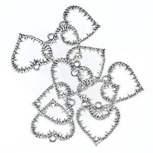 10 Spiked Heart Charms, 24x25mm Double Sided Large Gothic Heart ...