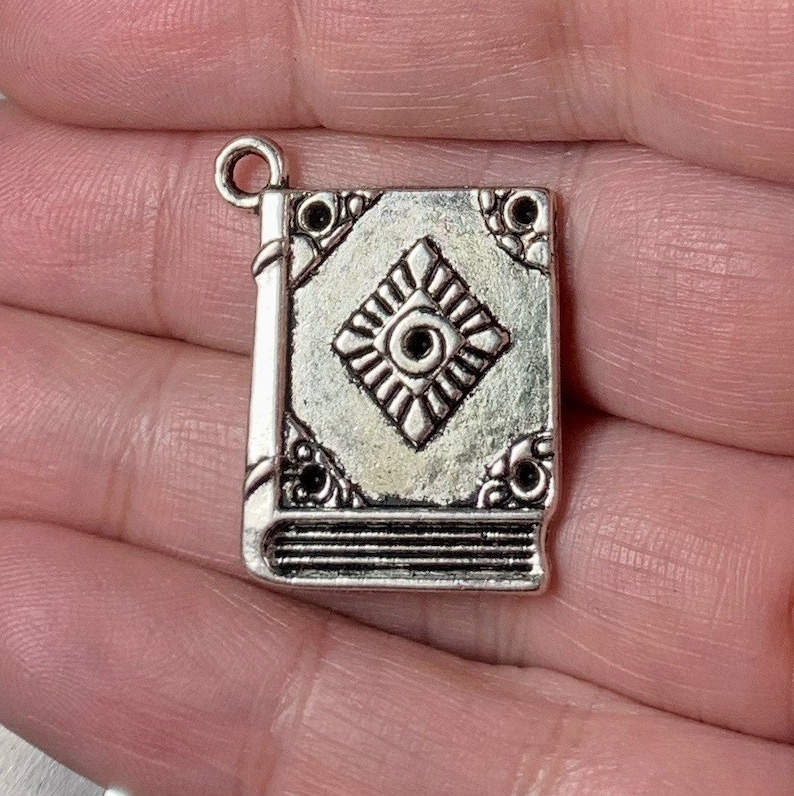 5 Book Charms, Large Spell Tome Pendants, Witch Journal Themed Charms ...