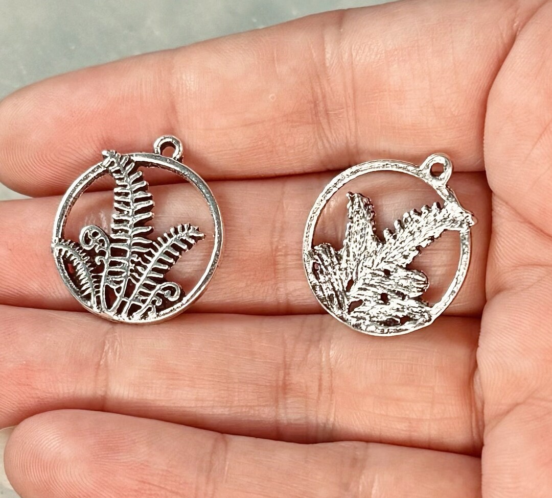 4 Fern Leaves Branch Charms, Forest Foliage, Witchy Fairy Core Jewelry, Jewelry Supplies, Set of ...