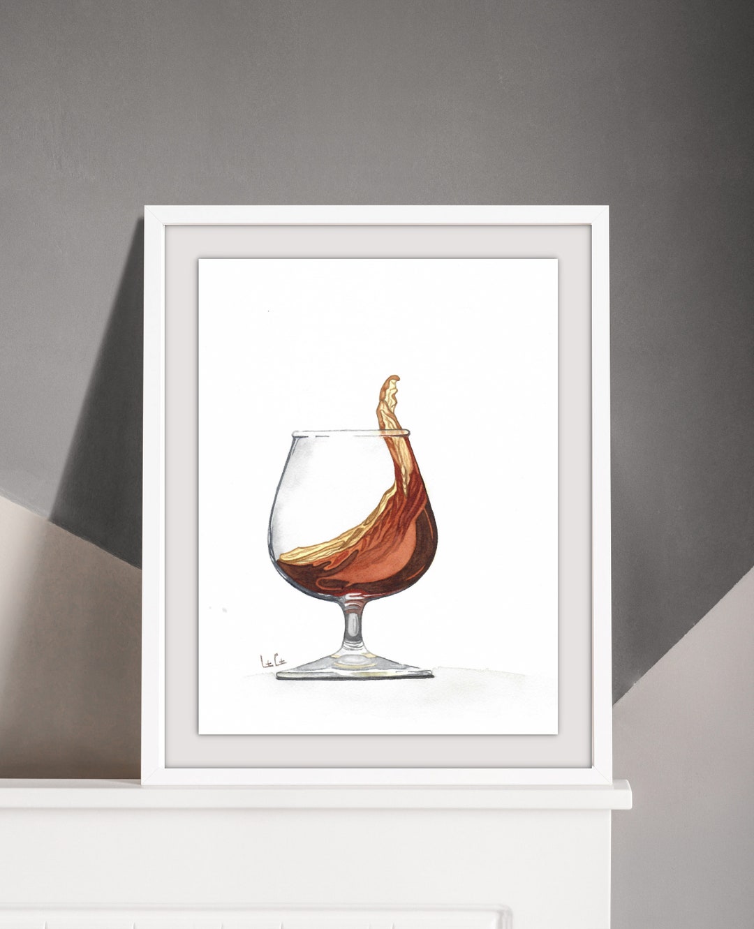 Brandy Splash Original Watercolor, Bar Wall Art, Cocktail Art - Etsy