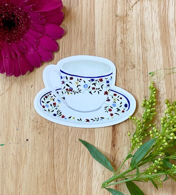 Floral Teacup Sticker | Etsy