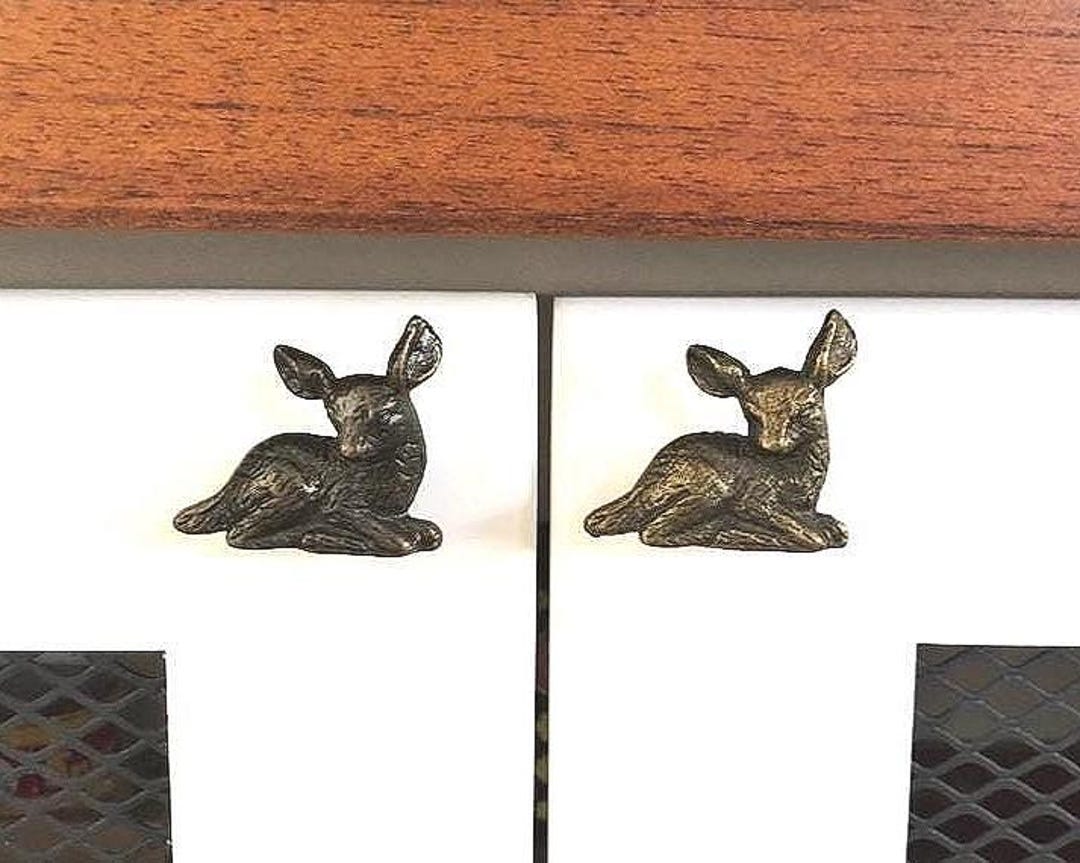 Bronze Deer Knob, One Fawn Drawer Pull, Doe Nursery Hardware, Cabinet ...