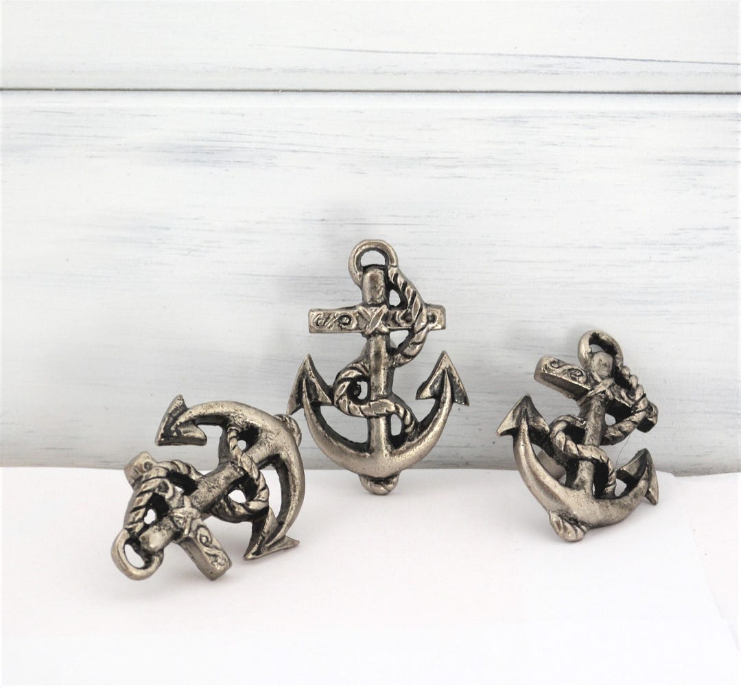 Silver Anchor Knob, Nautical Drawer Pull, Coastal Hardware - Etsy