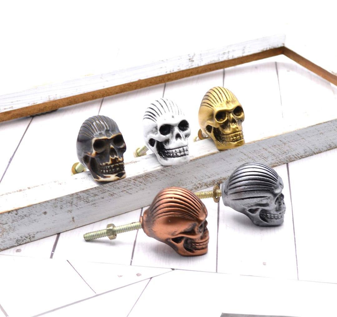 Resin Skull Knob, Antique Silver Skeleton Drawer Pull, Pirate Hardware ...