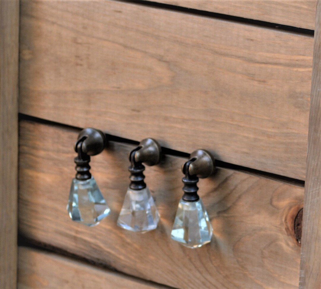 Glass Teardrop Knob, Glass Drawer Pull, Bronze Teardrop Cabinet Handle ...