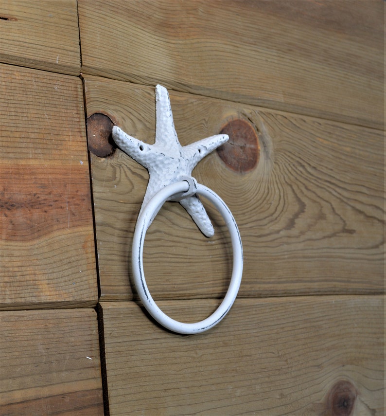 Starfish Towel Ring Beach Nautical Decor Coastal Bathroom - Etsy