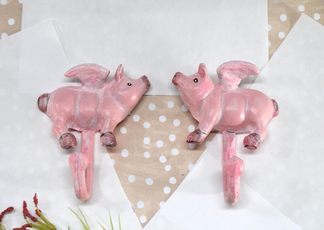 Flying Pig Hook, Pink Sow Towel Holder, Farmhouse Wall Decor, Hog Coat ...