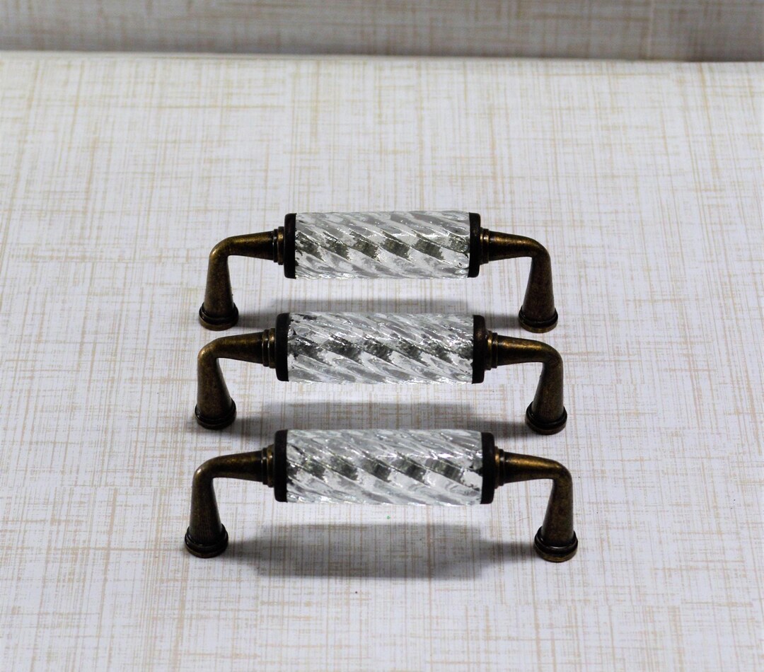 Glass Drawer Pull, Bronze Spiral Furniture Knob, 3 7/16 " Centers ...