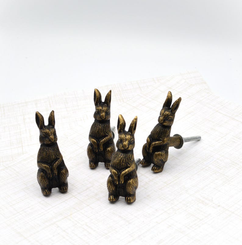 Bronze Rabbit Knob, Floppy Eared Bunny Drawer Pull, Hare Door Handle ...