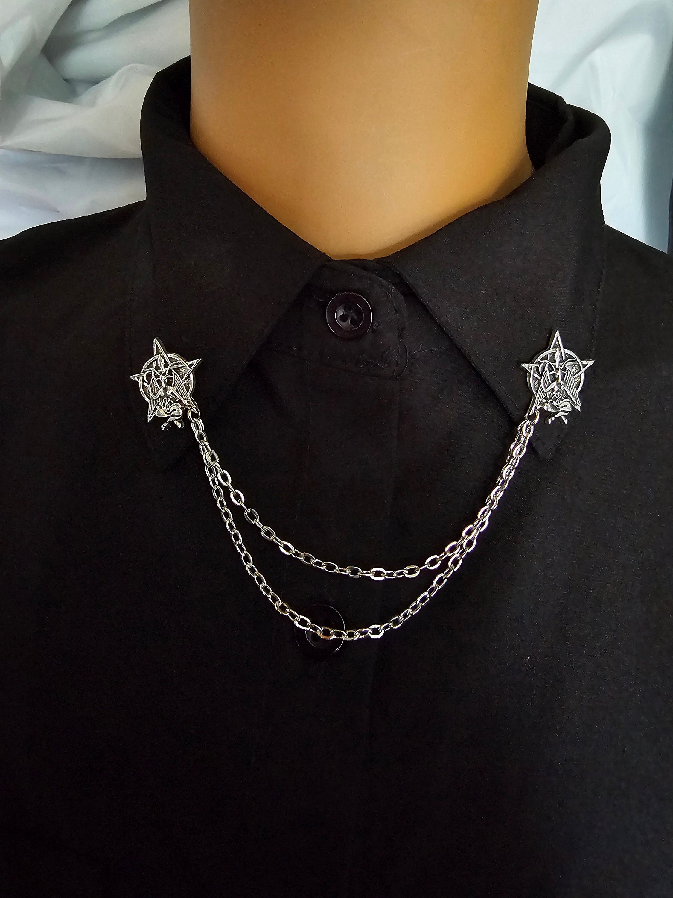 Baphomet in Pentagram Collar Pins - Etsy