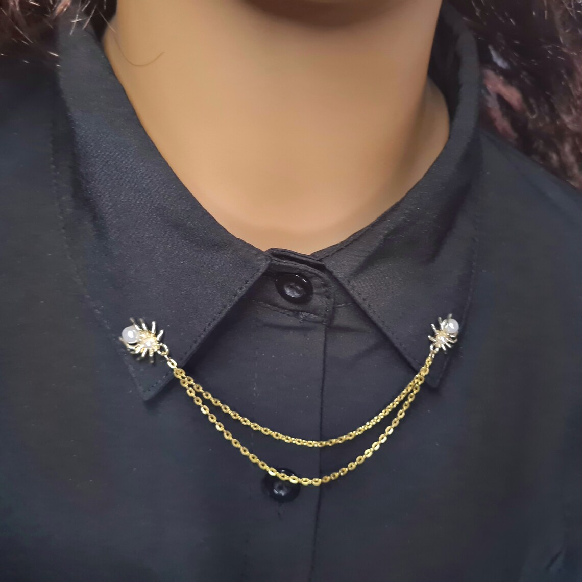 Spider Collar Pin With Chain Halloween Jewelry Costume Spooky Jewellery ...