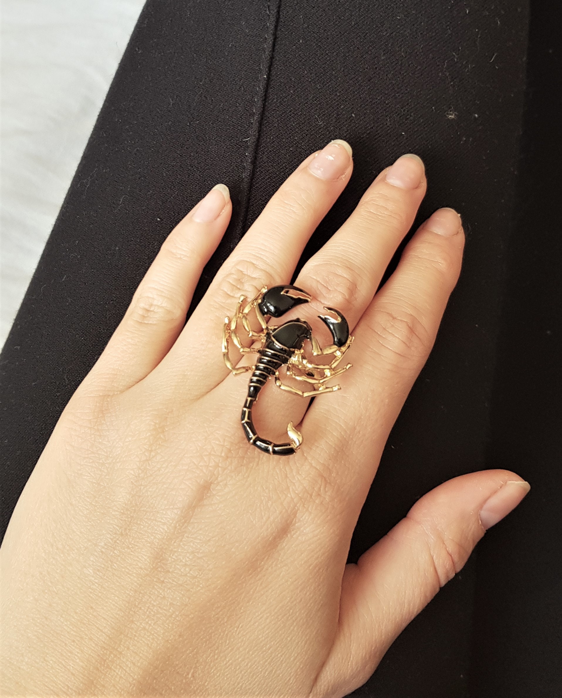 Scorpio big ring gold zodiac rings for women adjustable | Etsy