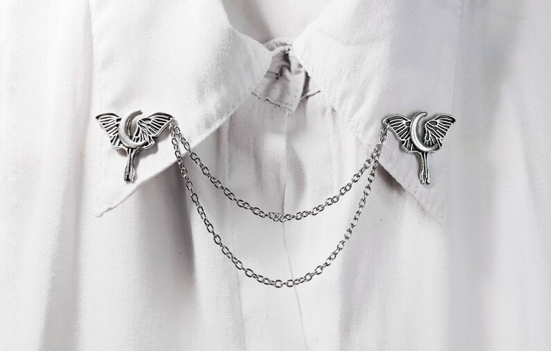 Luna Moth Collar Pin Moon Moth Shirt Clip Celestial Pagan Women Brooch ...