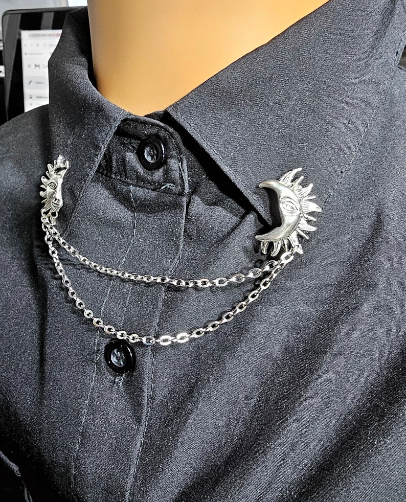 Sun and Moon Collar Pin Celestial Jewelry - Etsy