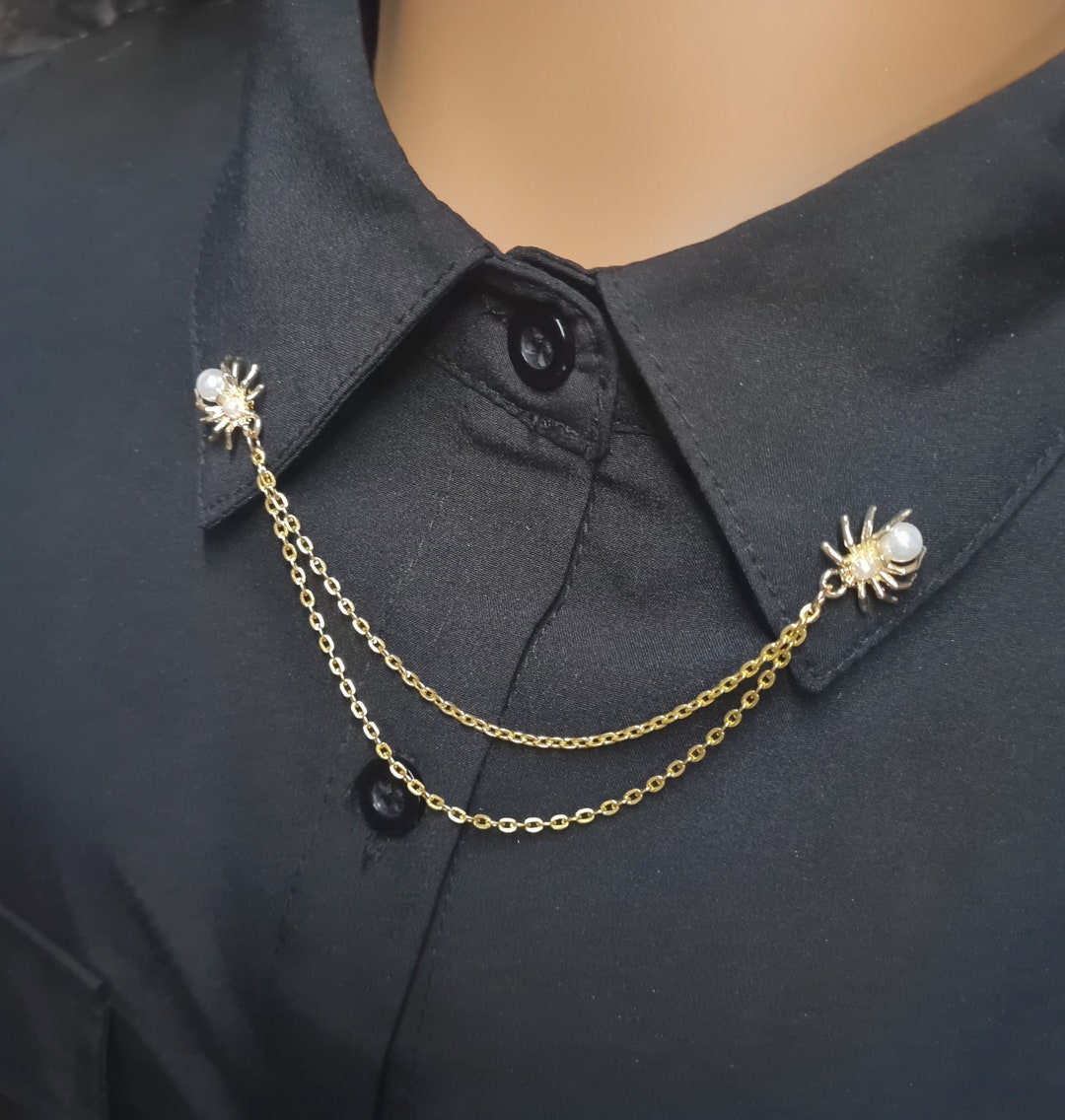 Spider Collar Pin With Chain Halloween Jewelry Costume Spooky Jewellery ...