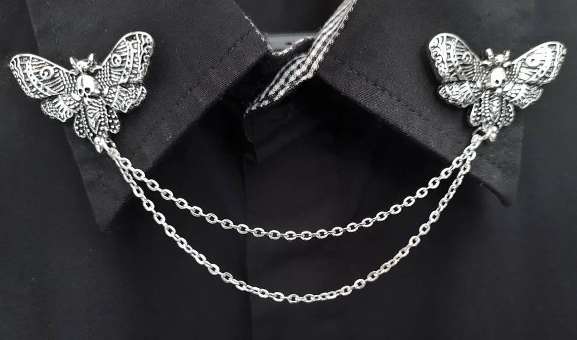 Skull Moth Collar Pin Bug Collar Clips Womens Death Head Moth - Etsy
