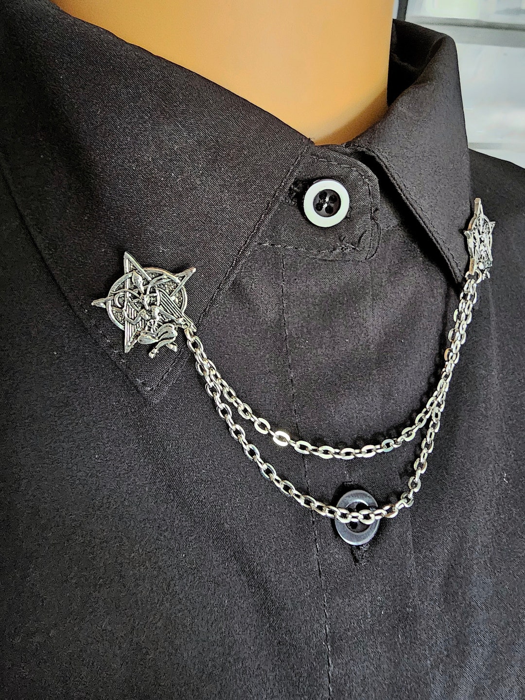 Baphomet in Pentagram Collar Pins - Etsy