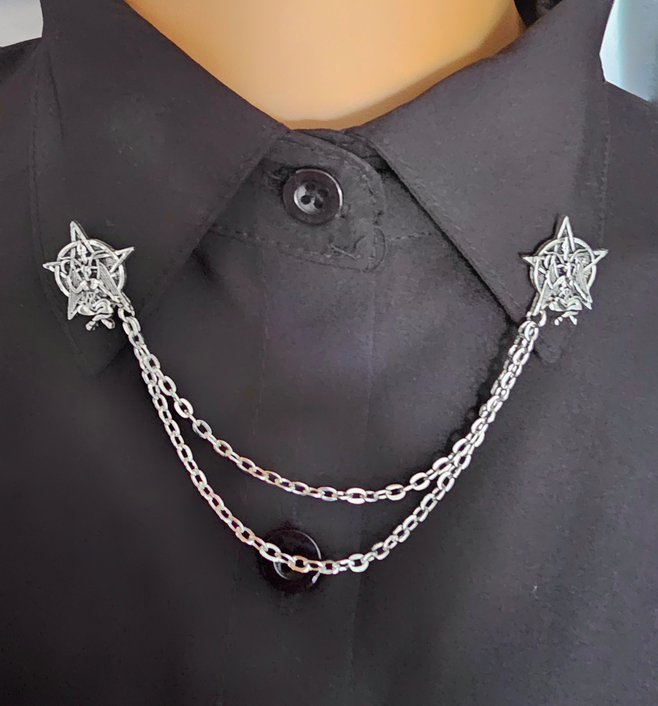 Baphomet in Pentagram Collar Pins - Etsy