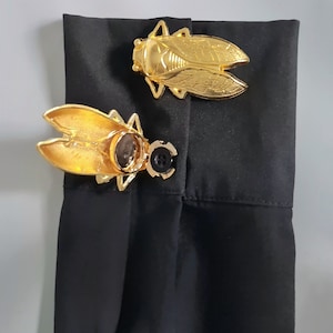 Gold Cicada Button Cover for Shirt Collar or Fake Cufflinks Brooch - Etsy