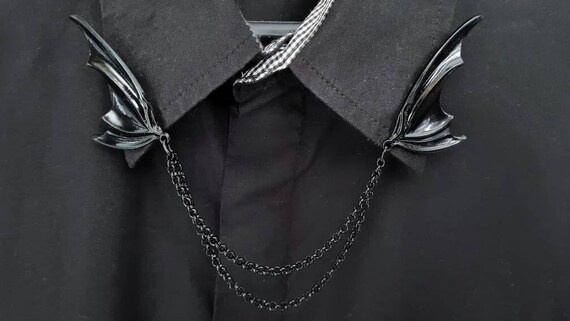 Black Bat Wings Collar Pin With Chain Men Lapel Clip Gift Idea - Etsy
