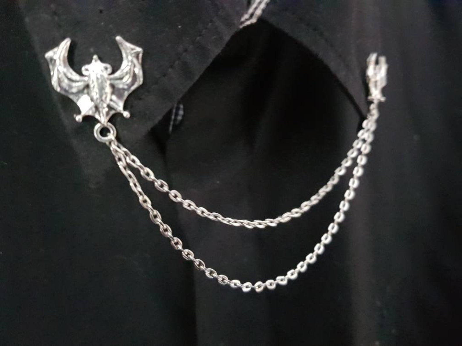 Bat Collar Pin, Halloween Jewelry, Men's Collar Bar, Punk Accessories ...