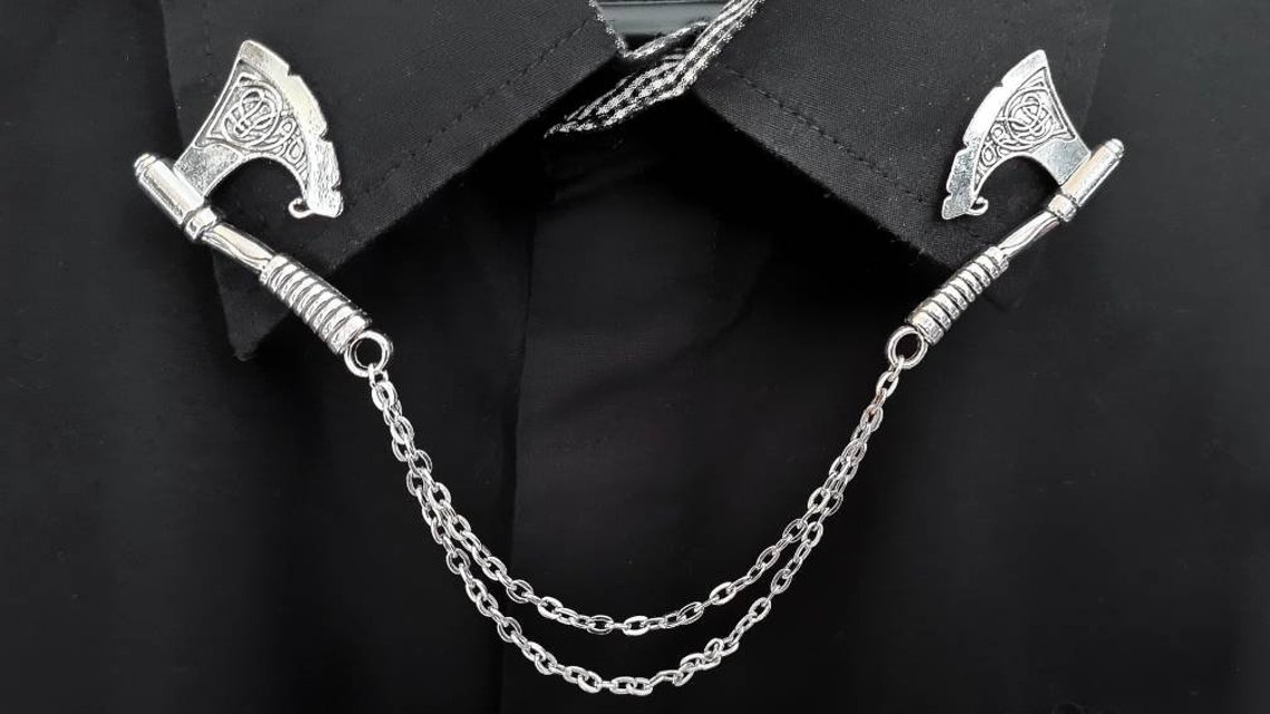 Axe Collar Pin With Chain Jewelry for Halloween Accessories - Etsy