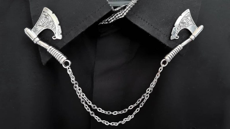 Axe Collar Pin With Chain Jewelry for Halloween Accessories - Etsy