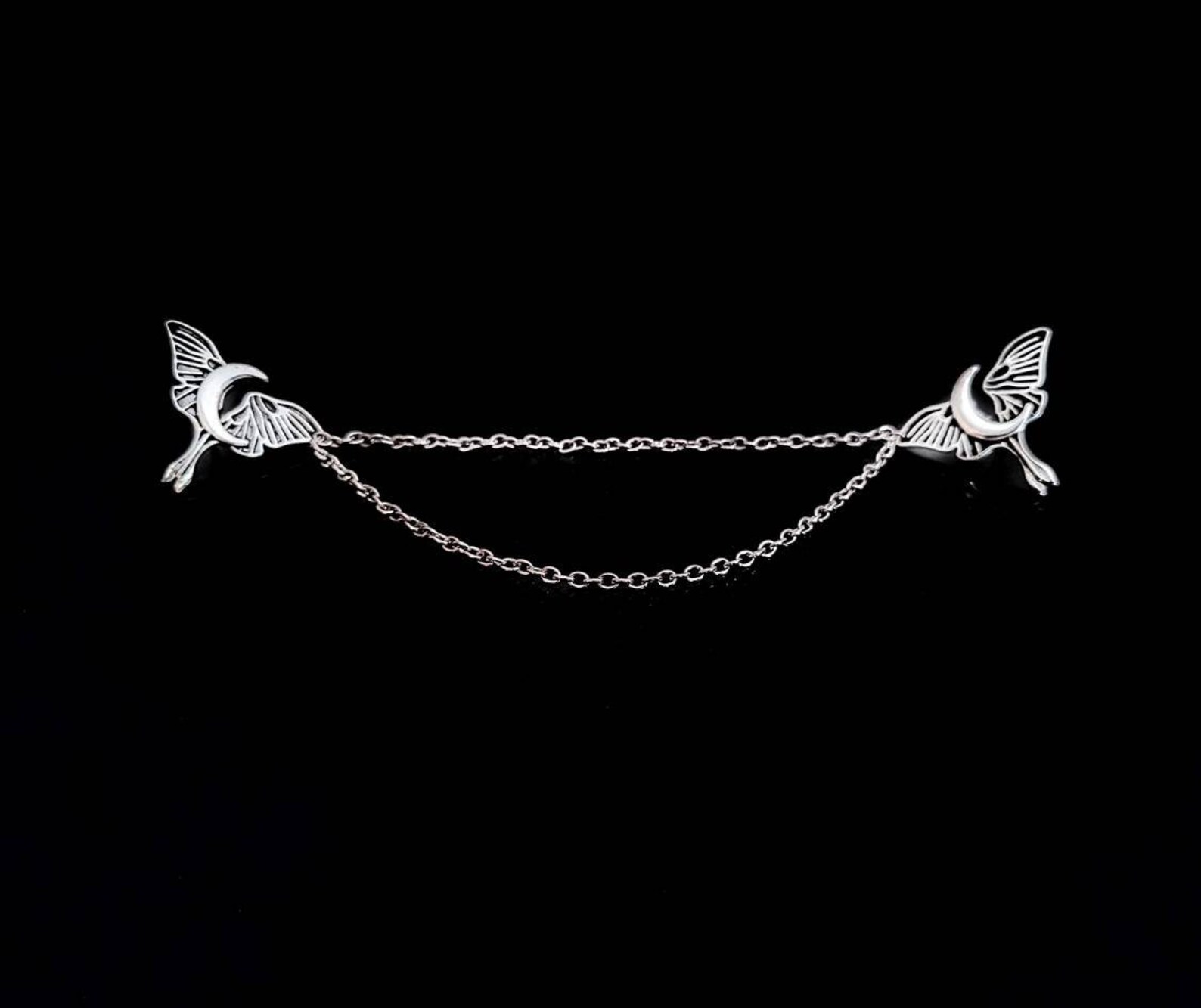 Luna Moth Collar Pin Moon Moth Shirt Clip Celestial Pagan Women Brooch ...