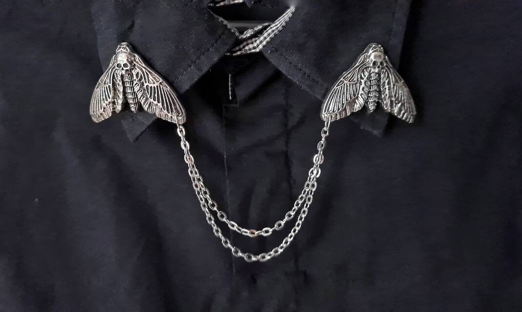 Skull Moth Collar Pin Bug Collar Clips Womens Death Head Moth - Etsy
