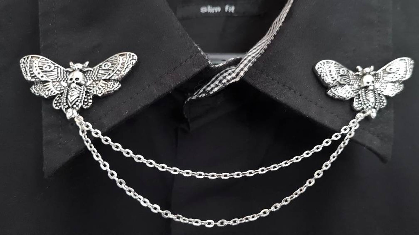 Skull Moth Collar Pin Bug Collar Clips Womens Death Head Moth - Etsy