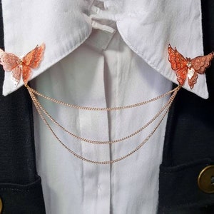 Butterfly Collar Pin With Chain Rose Gold Jewellery Openwork - Etsy