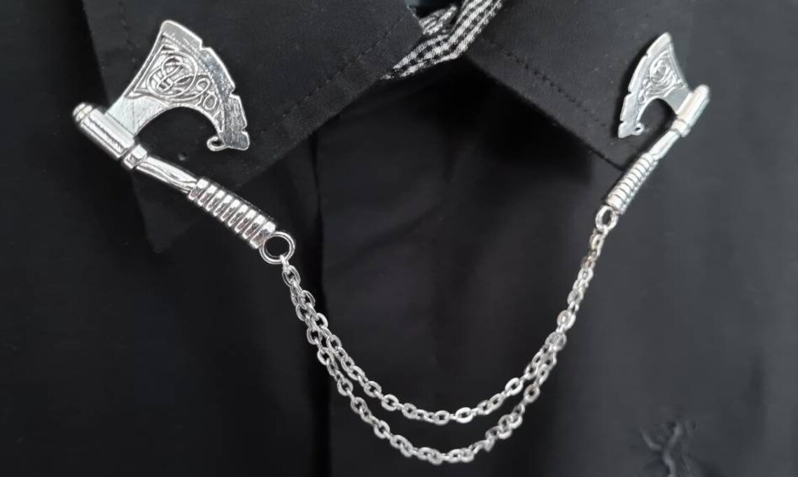 Axe Collar Pin With Chain Jewelry for Halloween Accessories Spooky Bar ...