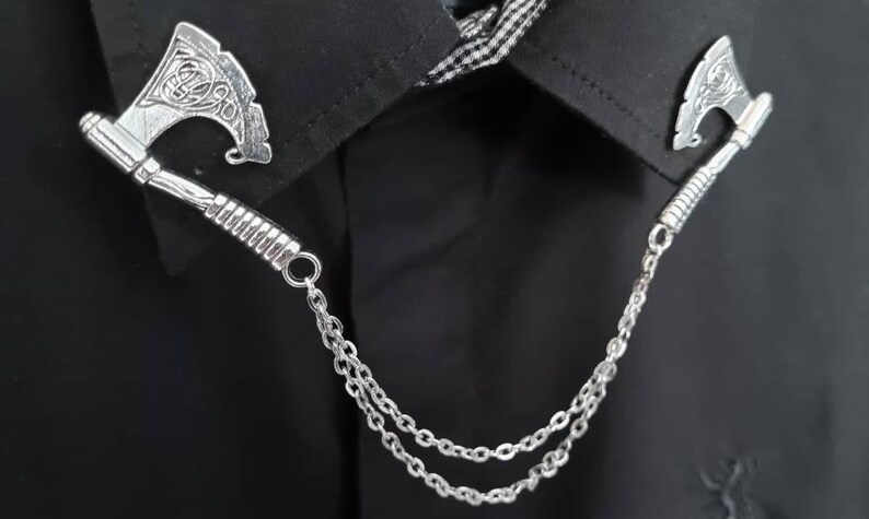 Axe Collar Pin With Chain Jewelry for Halloween Accessories - Etsy