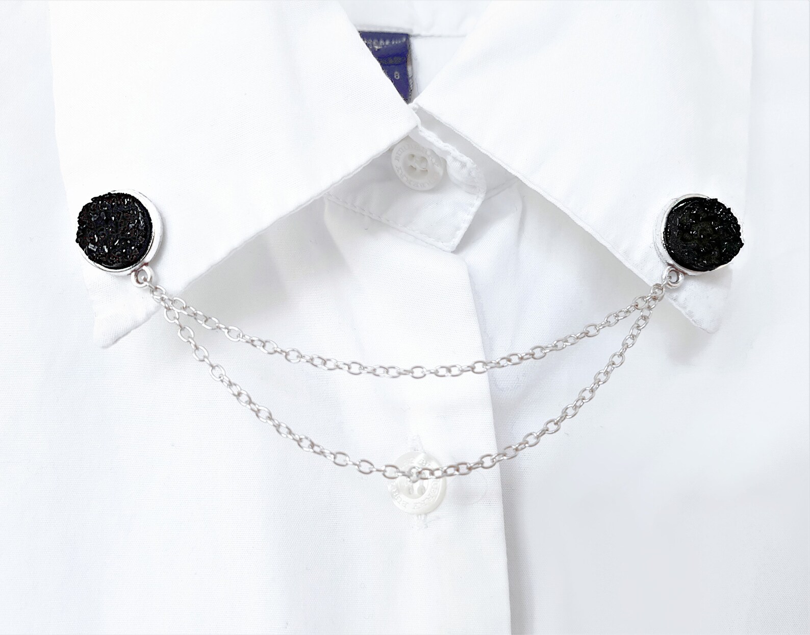 Black Druzy Collar Pin Collar Chain Resin Collar Clip - Etsy