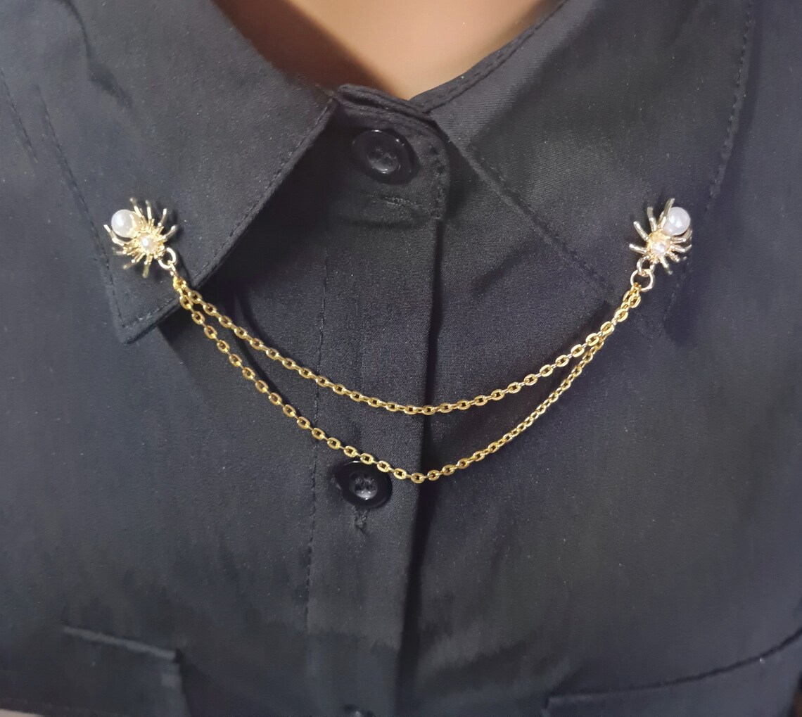 Spider Collar Pin With Chain Halloween Jewelry Costume Spooky Jewellery ...