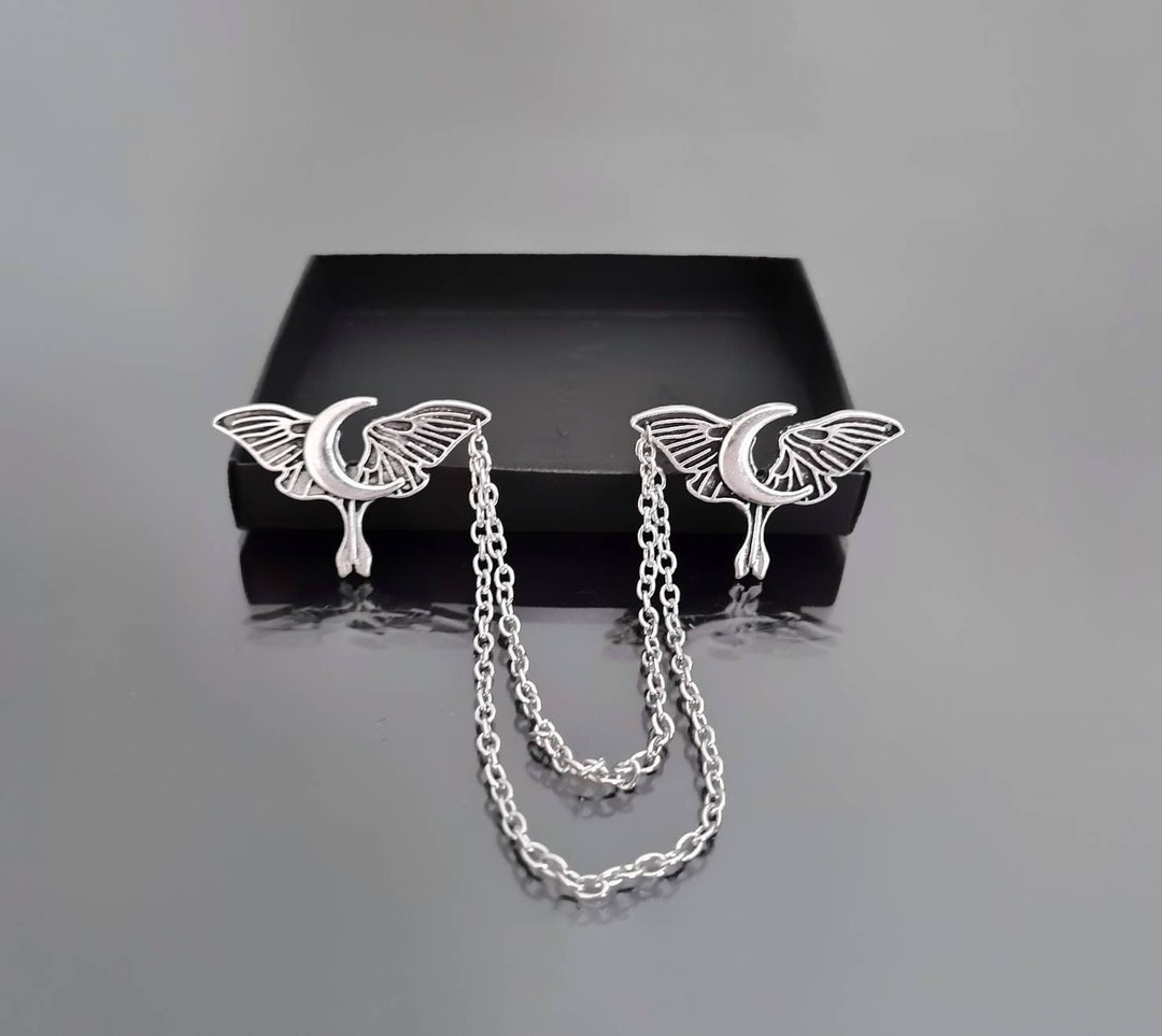 Luna Moth Collar Pin Moon Moth Shirt Clip Celestial Pagan Women Brooch ...
