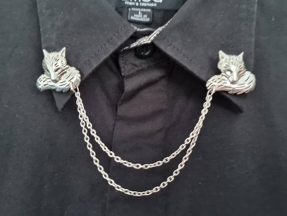 Fox Collar Pin With Chain Animal Brooch Ethnic Jewelry for | Etsy