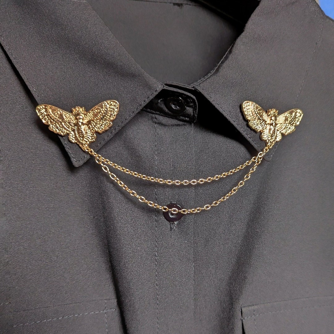 Gold Skull Moth Collar Pin Bug Collar Clips Womens Death Head Moth ...
