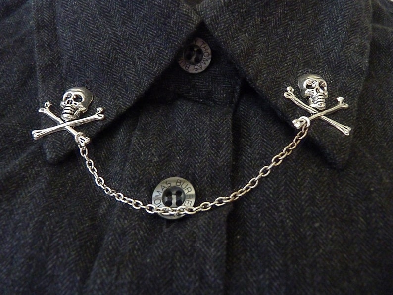 Skull Collar Pin With Chain Lapel Pins for Men Crossbones - Etsy