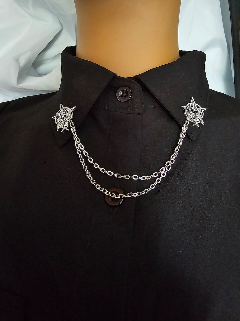 Baphomet in Pentagram Collar Pins - Etsy