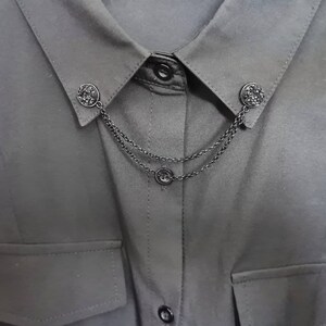 Black Druzy Collar Pin With Chain Resin Collar Clip Cardigan Clip ...