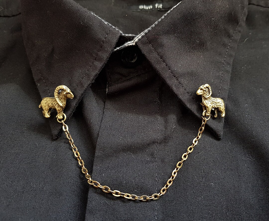 Ram Collar Pin Collar Clip Chain Men's Collar Bar Aries - Etsy