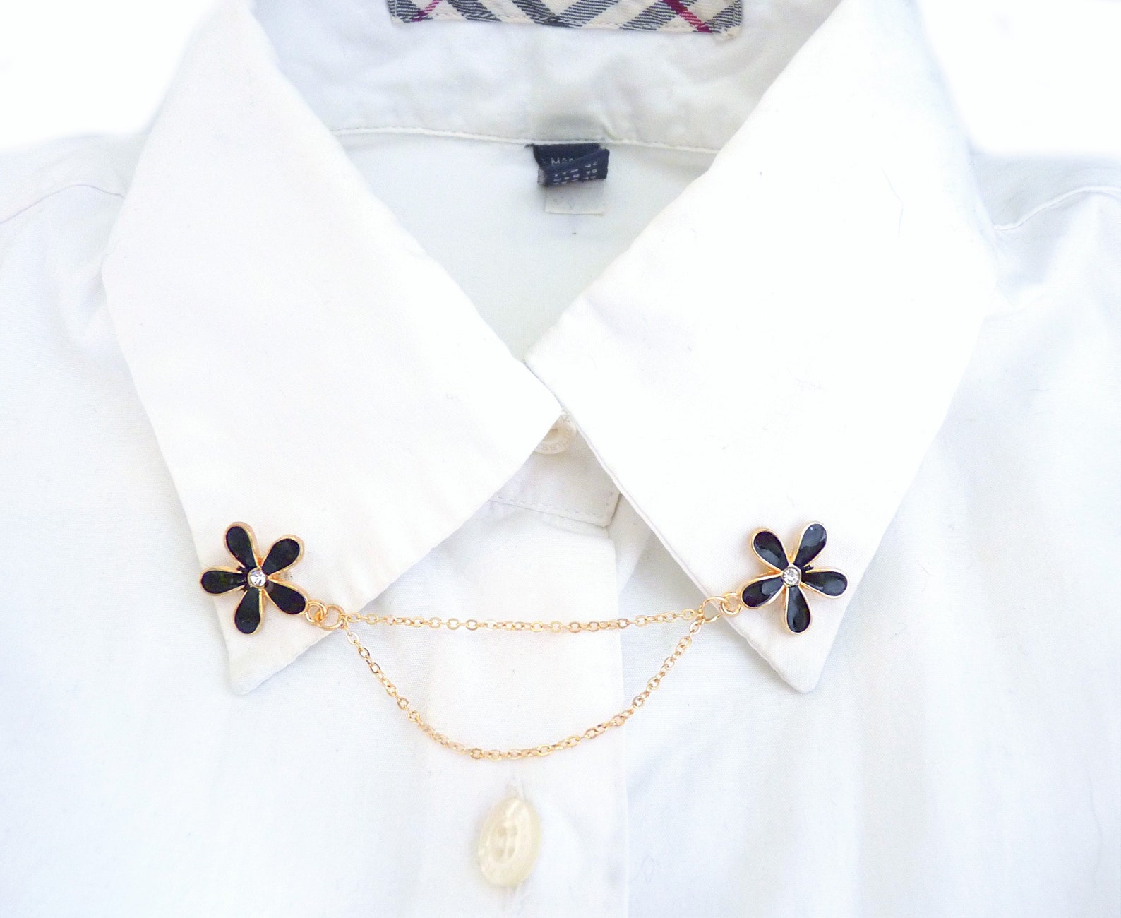 Flower collar pin floral collar clips simple classic | Etsy