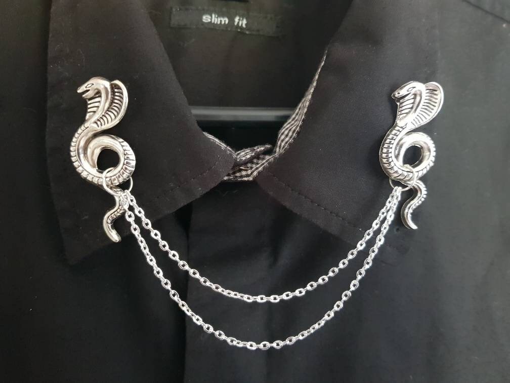 Cobra Collar Pin Chain Snake Lapel Pins Men's Gift Idea | Etsy