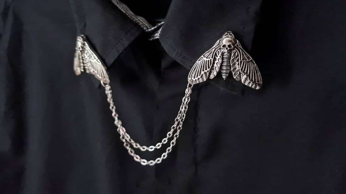 Skull Moth Collar Pin Bug Collar Clips Womens Death Head Moth | Etsy