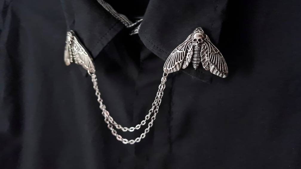 Skull Moth Collar Pin Bug Collar Clips Womens Death Head Moth - Etsy